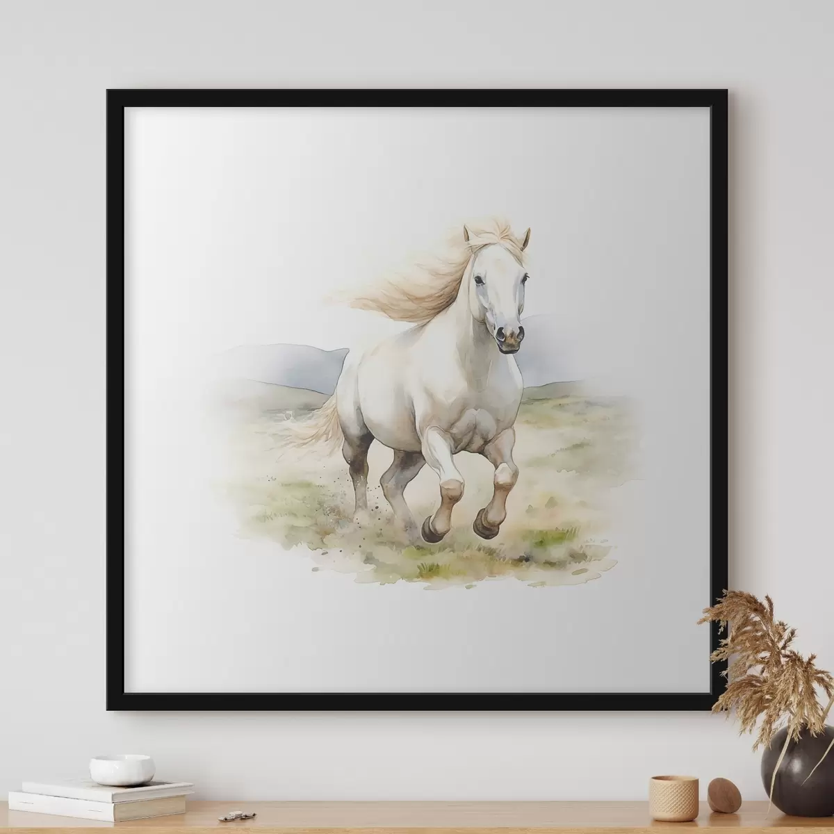 Postere Un cal alb care aleargă pe un câmp № f38477 Uwalls